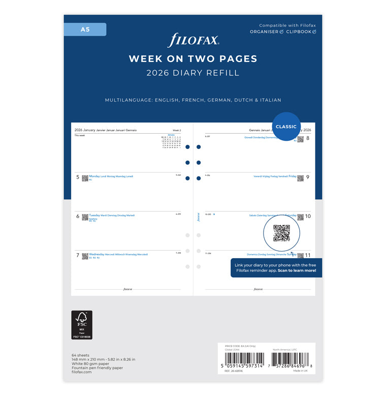 Week on Two Pages Diary - A5 2026 | Filofax – Filofax UK