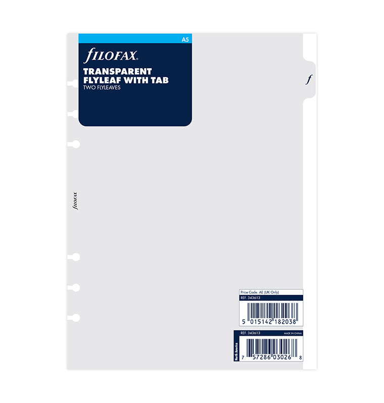 Transparent Flyleaf With Tab - A5 | Filofax – Filofax UK